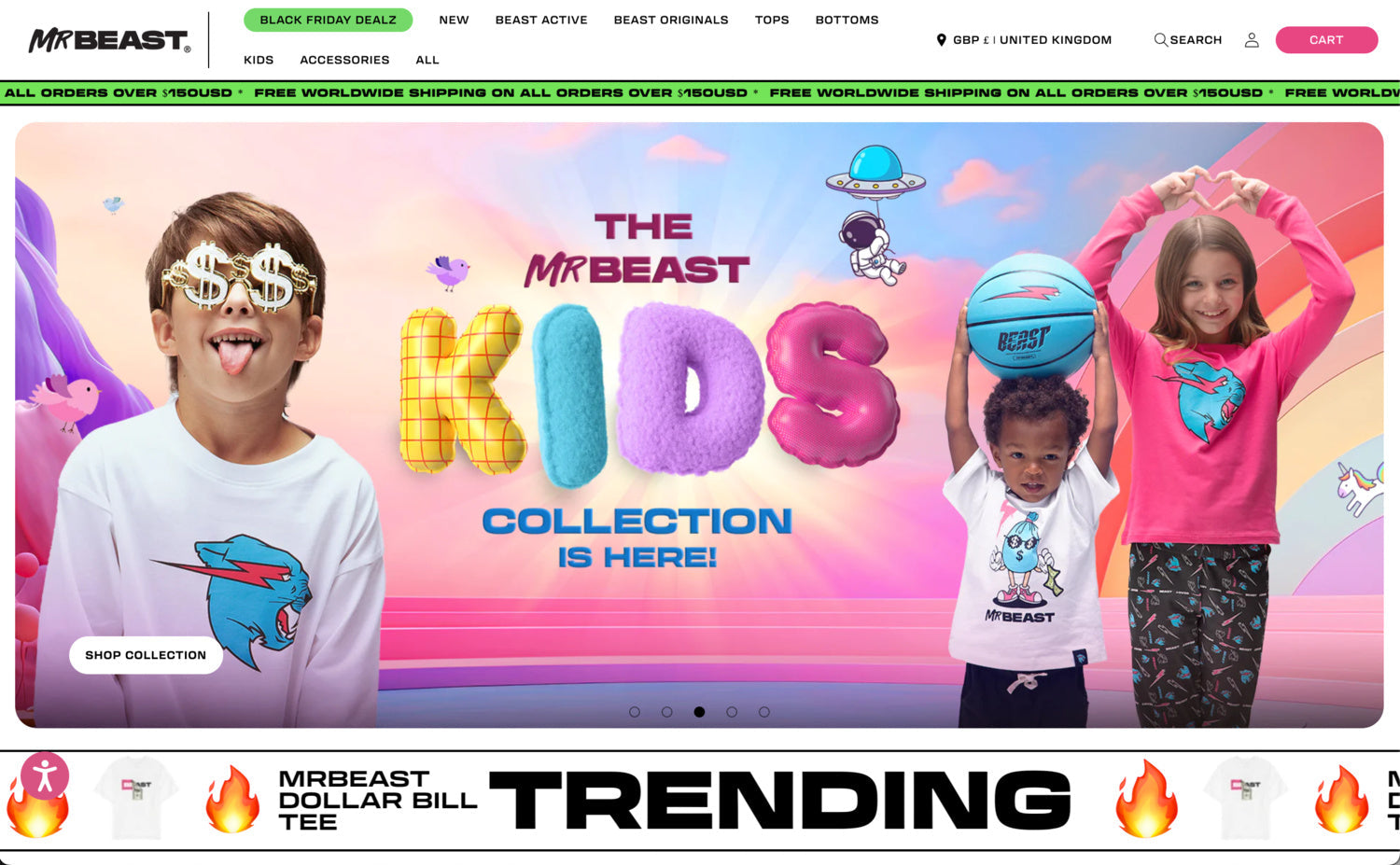 Shopify Website Design Inspiration - Mr. Beast