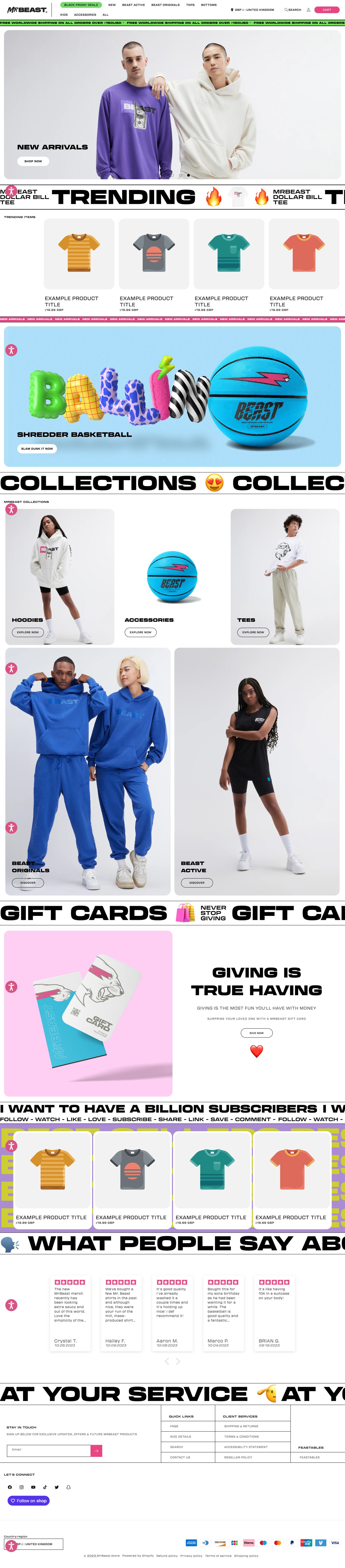 Shopify Website Design Inspiration - Mr. Beast – Luna Templates